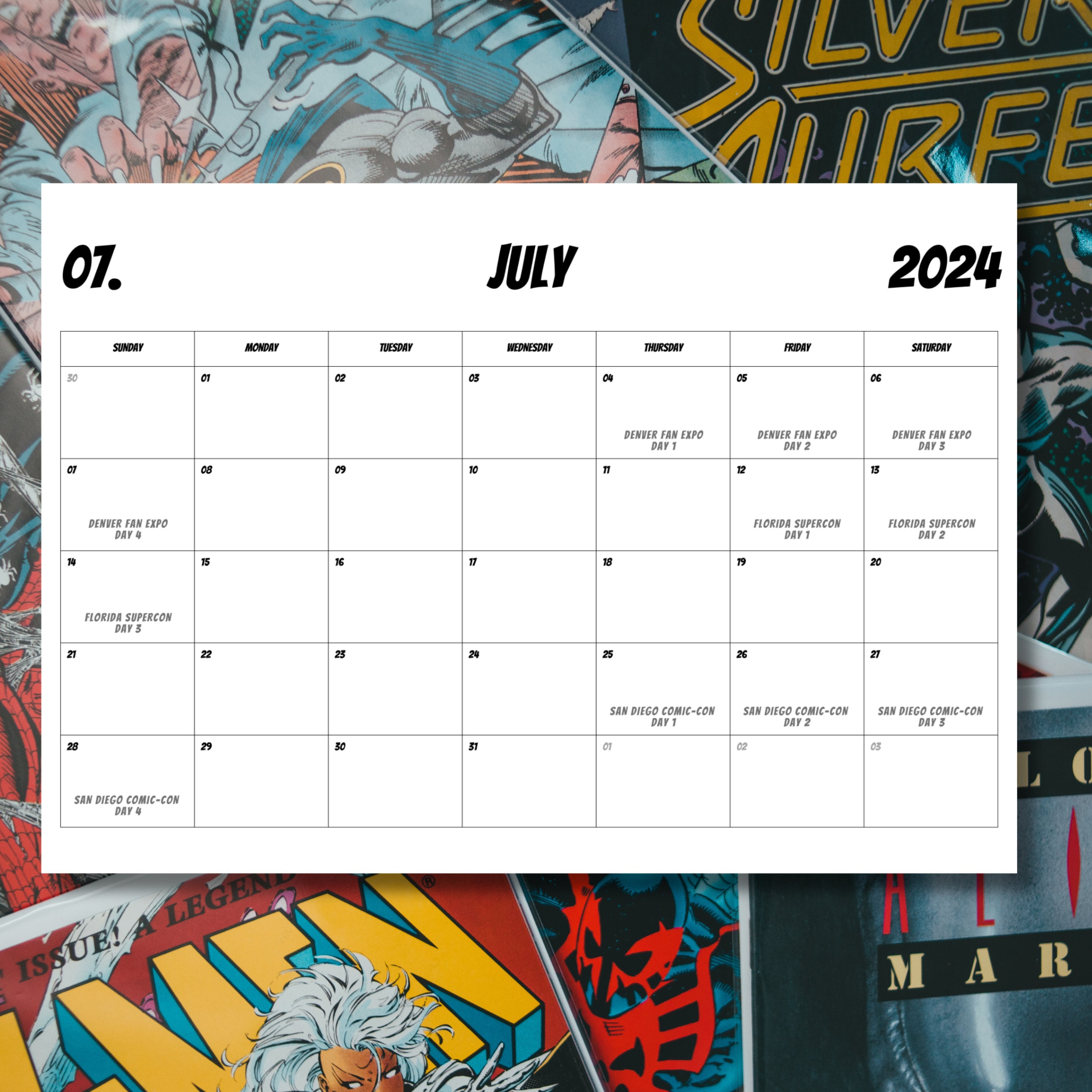 2024 Comic-con Calendar USA Comic Book Convention Dates - Etsy