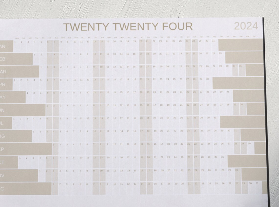 2024 A0 A1 Giant Yearly Wall Calendar Full Year Horizontal Printable ...