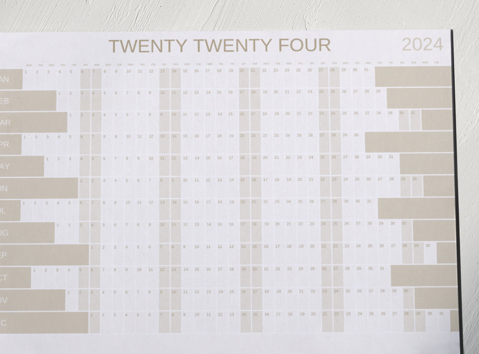 2024 A0 A1 Giant Yearly Wall Calendar Full Year Horizontal Printable ...