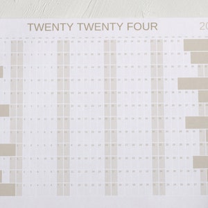 2024 A0 A1 Giant Yearly Wall Calendar Full Year Horizontal Printable ...