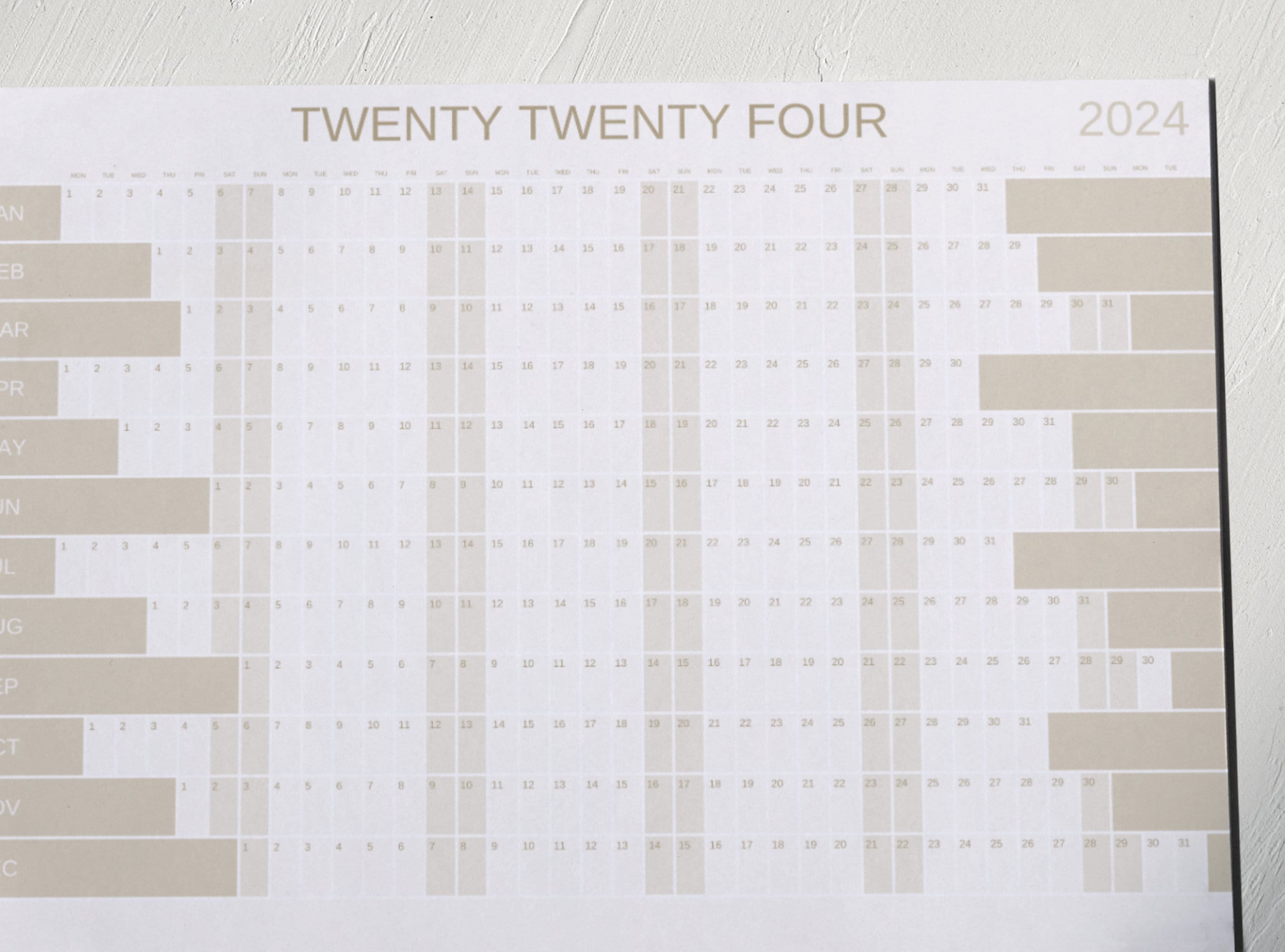 2024 A0 A1 Giant Yearly Wall Calendar Full Year Horizontal Printable Hanging Calendar - Etsy