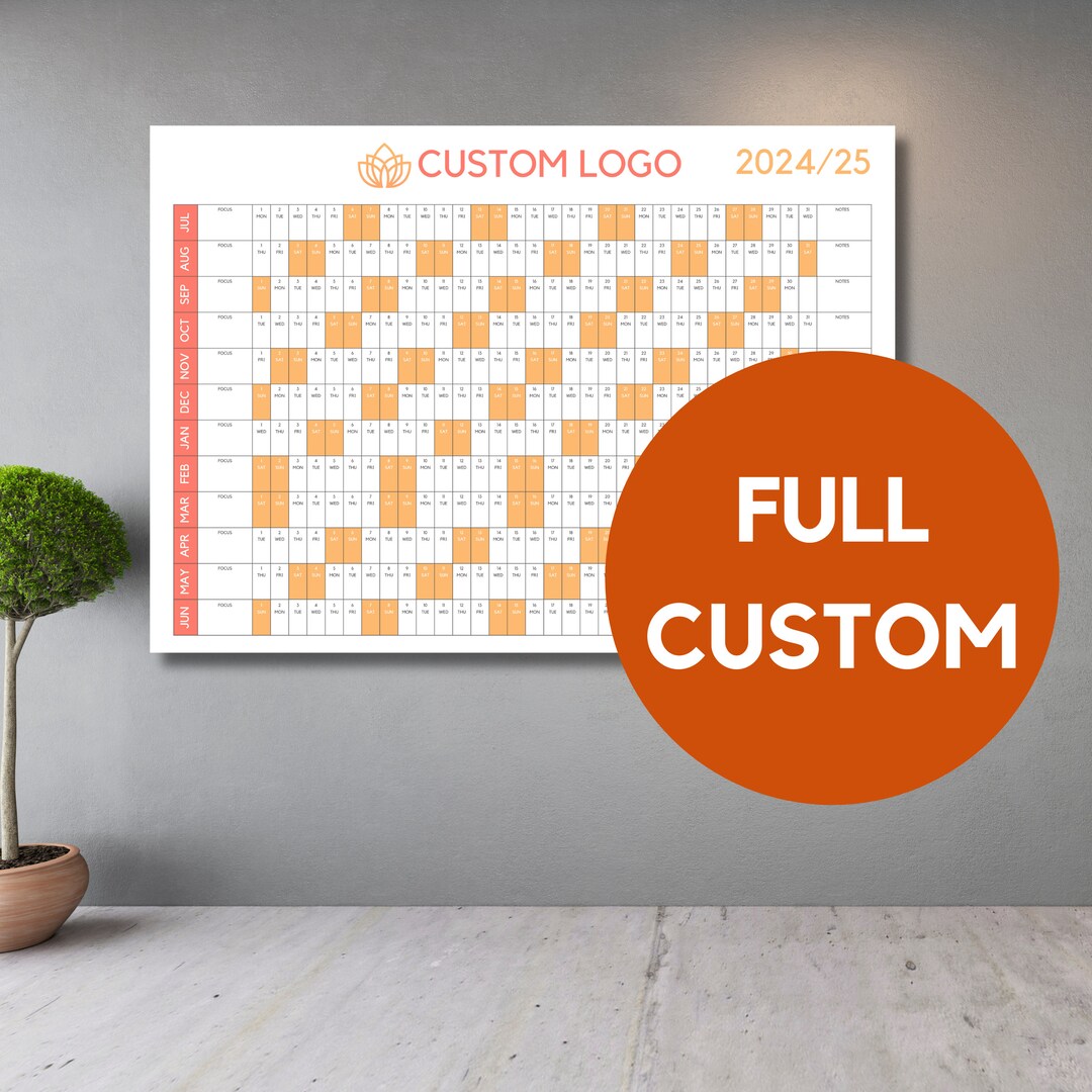 2024 2025 Customised Huge Wall Calendar custom Start Month ...