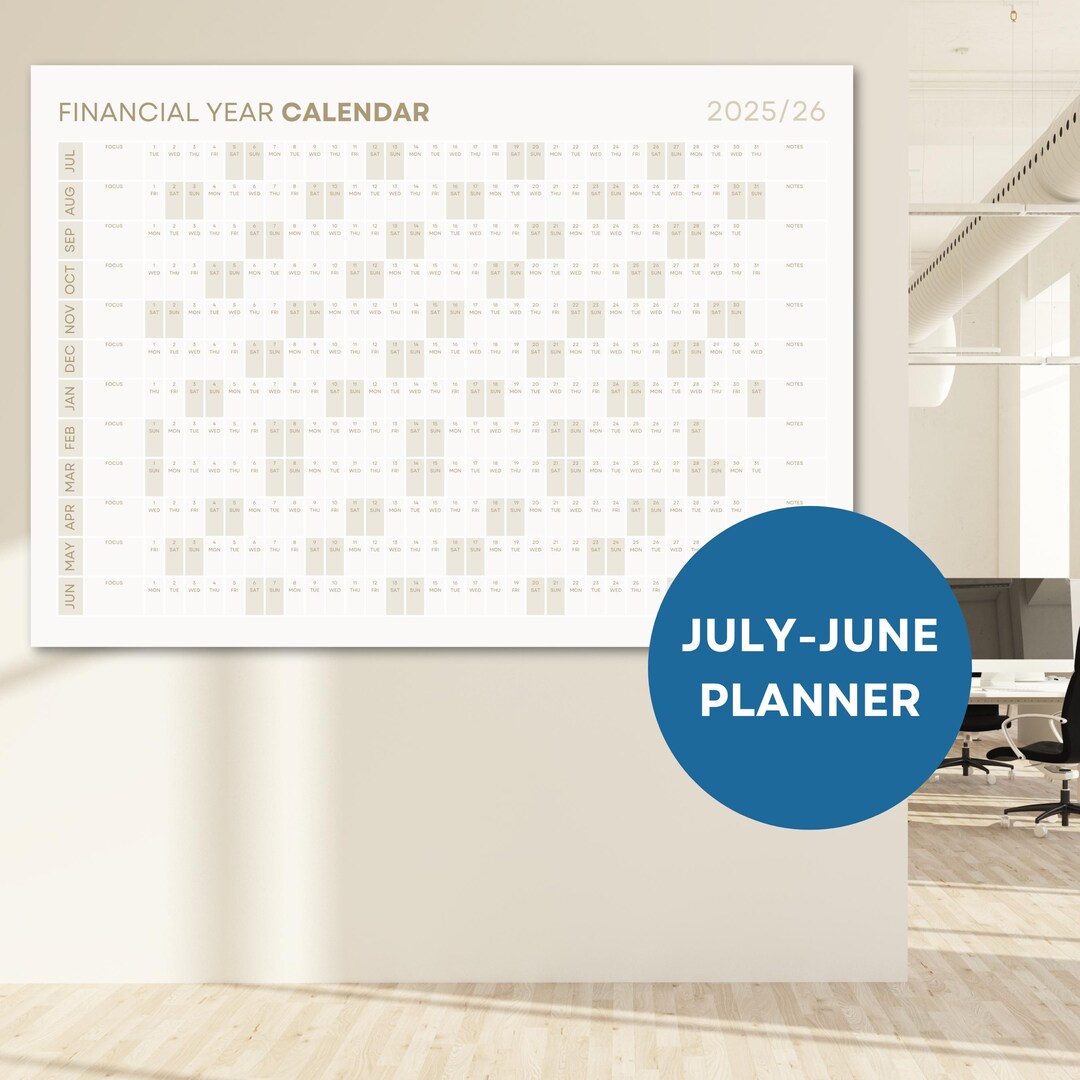 2025-2026 Financial Year Calendar: Minimalist Office Planner (A0/A1 PDF ...