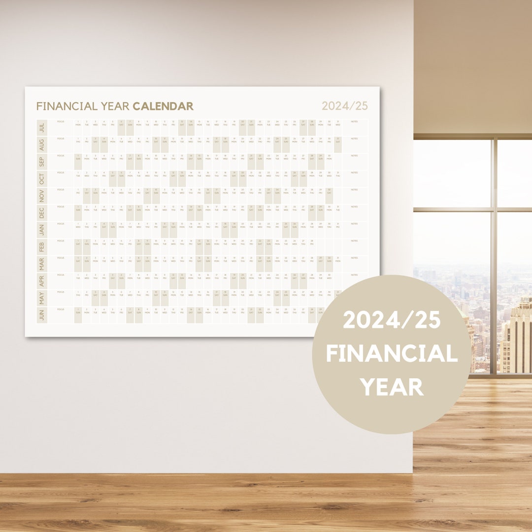 2024/25 Financial Year Office Calendar (horizontal Work Planner, A0/A1 ...