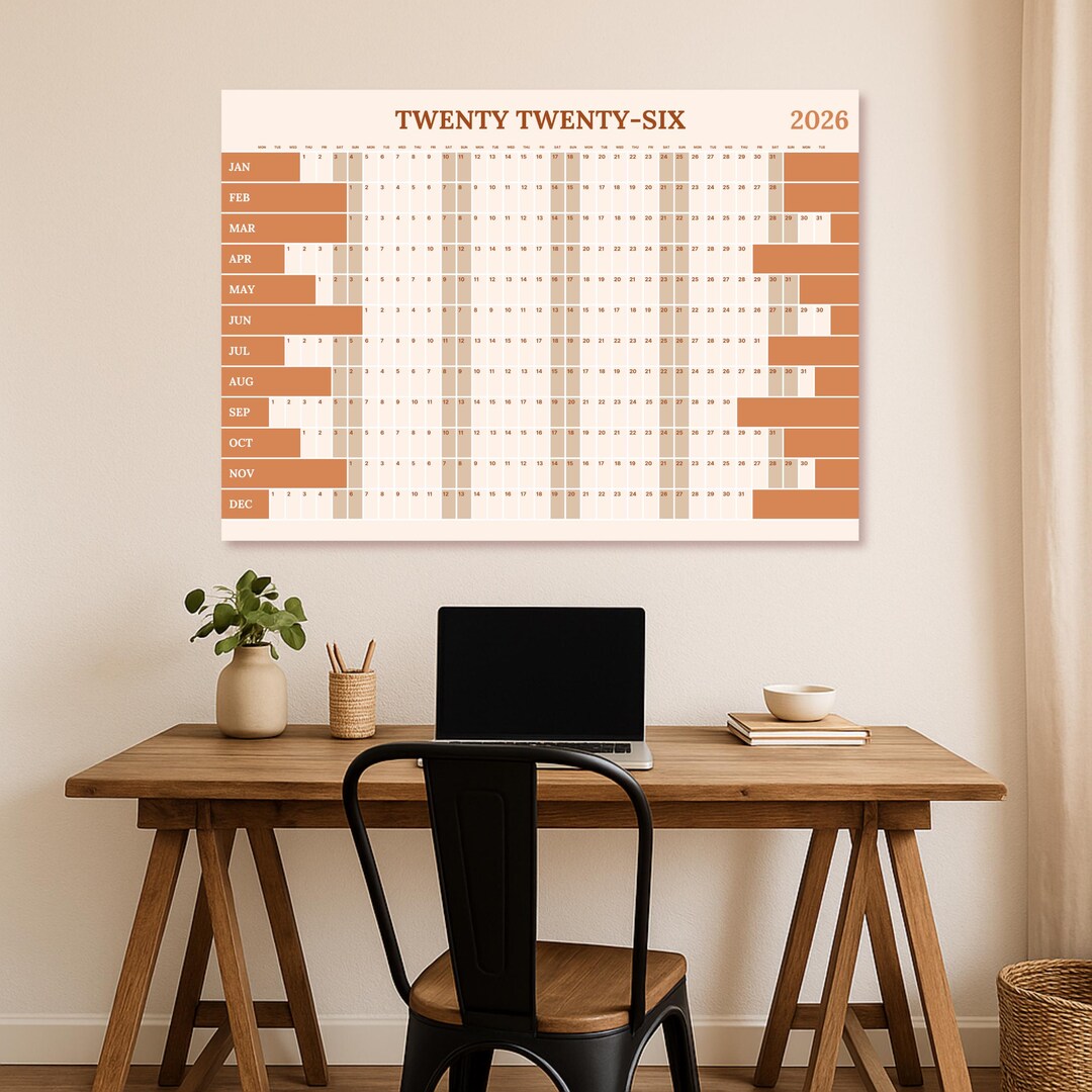 2026 Sunlit Coral Printable Wall Calendar (giant A0/A1, Modern ...