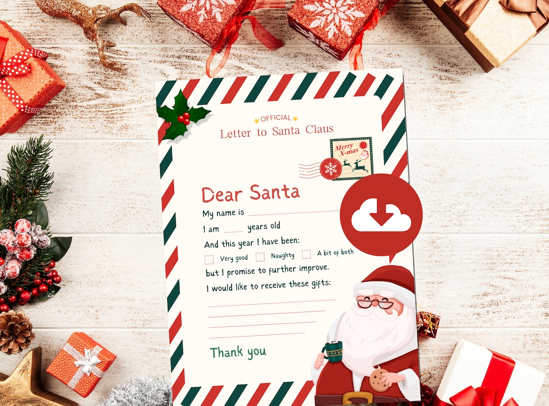 Printable Letter to Santa dear Santa, Wish List, A4/letter Size - Etsy