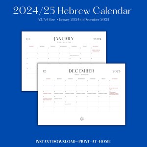 2025 Hebrew Calendar 5784 5785 5786 (jewish Dates & Israelite Holidays ...
