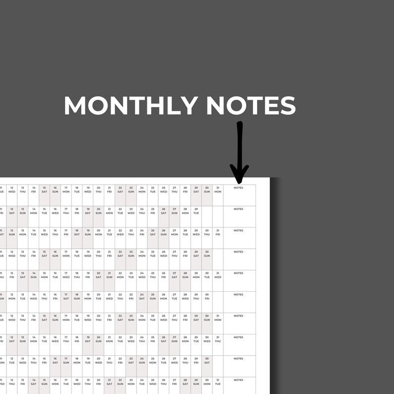 2028 Monochrome Industrial Printable Wall Calendar (minimal Black ...