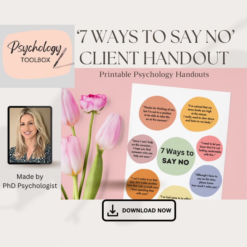 7 Ways to Say No Worksheet | People Pleasing Worksheet | Assertive ...