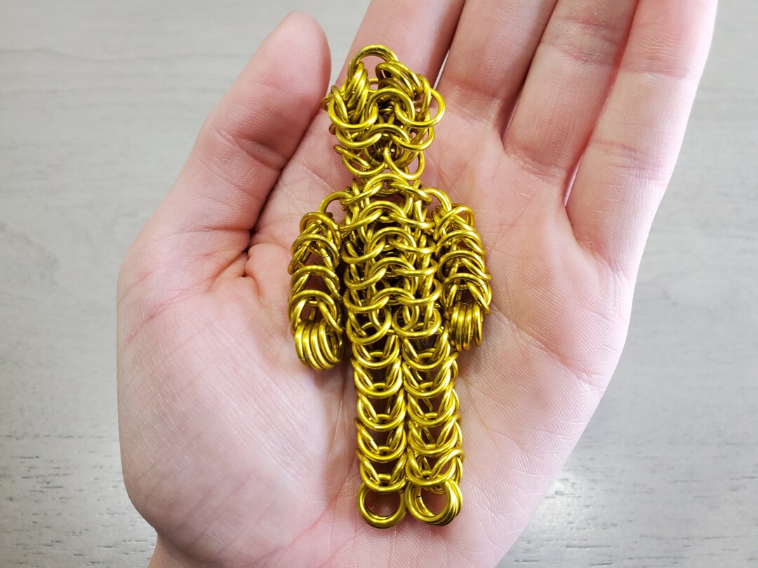 Wobbles Canary Yellow Aluminum Chainmail Fidget Toy Metal Keychain ...