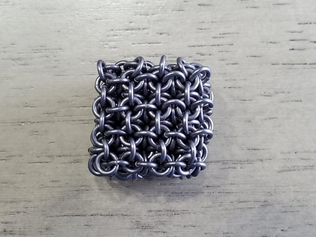 Jelly Cube Stormy Gray Aluminum Chainmail Fidget Square Metal Ornament ...