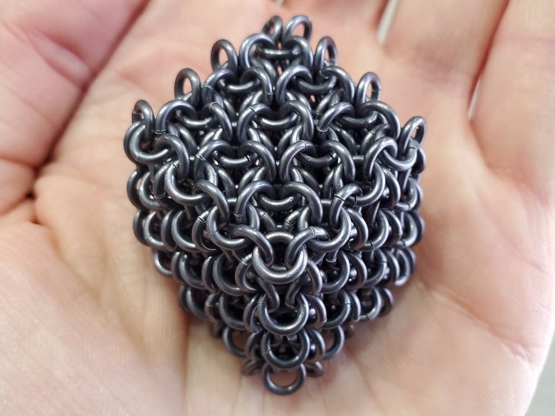 Jelly Cube Stormy Gray Aluminum Chainmail Fidget Square Metal Ornament ...
