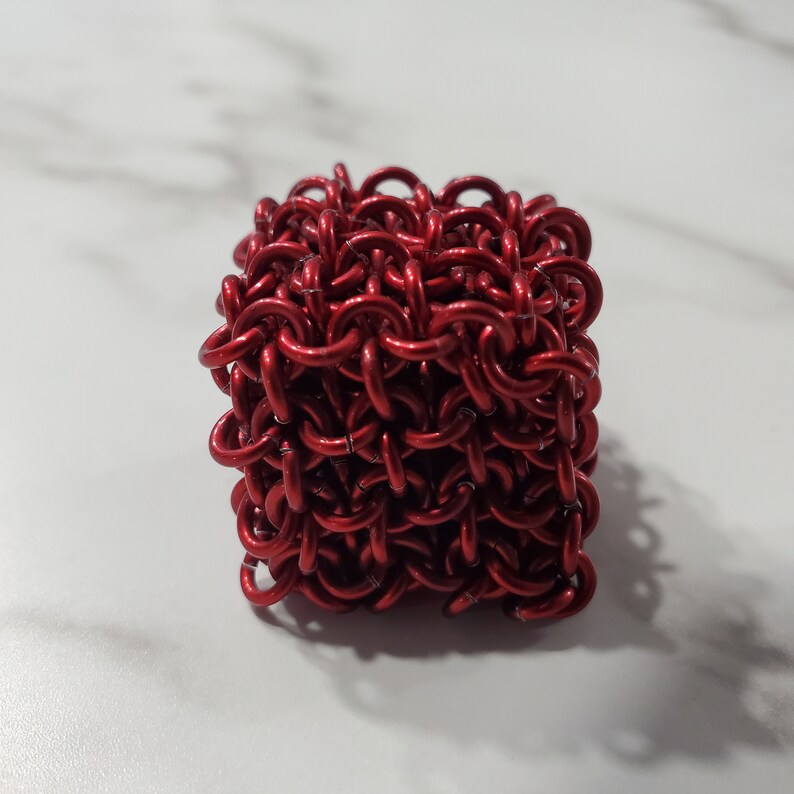 Jelly Cube Red Aluminum Chainmail Fidget Square Metal Ornament - Etsy