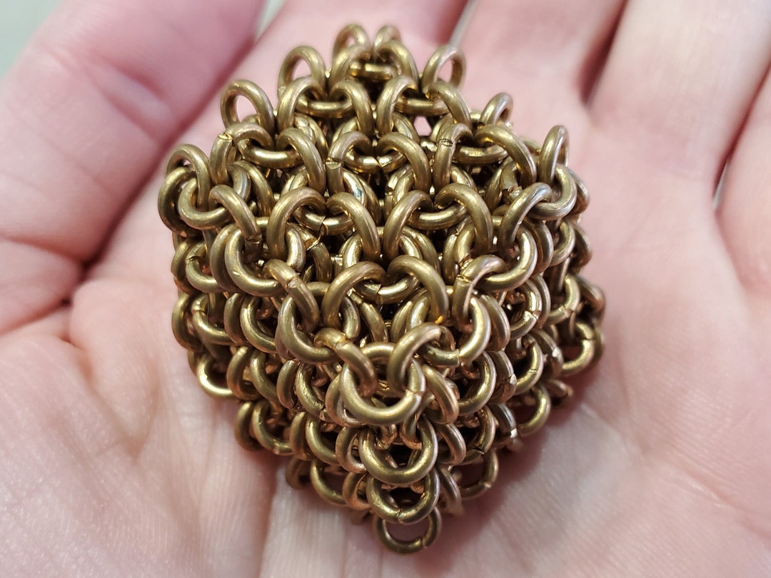 Jelly Cube - Brass - Chainmail Fidget Toy - Square Metal Ornament ...