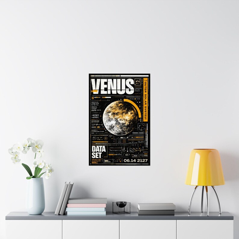 Venus Planet Data Poster Matte Vertical Poster | Retro Space Science ...