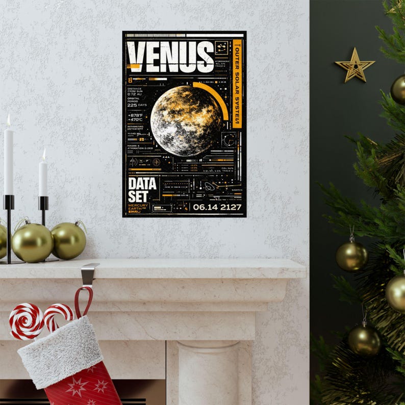 Venus Planet Data Poster Matte Vertical Poster | Retro Space Science ...