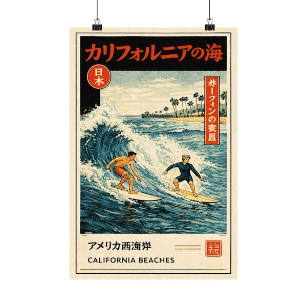Japan Surfing Poster - Etsy