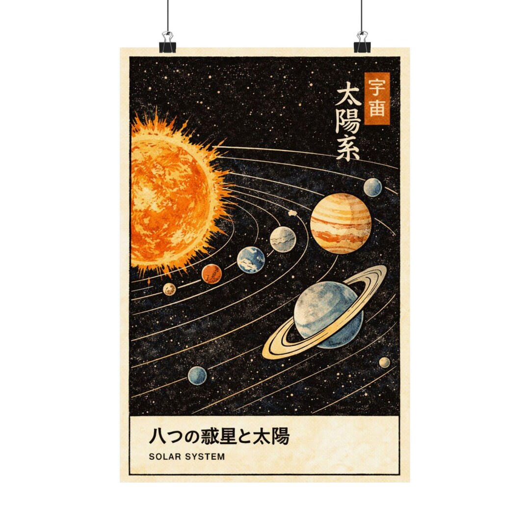Vintage Japanese Solar System Poster Matte Vertical Poster | Planets ...