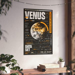 Venus Planet Data Poster Matte Vertical Poster | Retro Space Science ...
