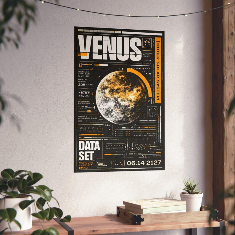 Venus Planet Data Poster Matte Vertical Poster | Retro Space Science ...