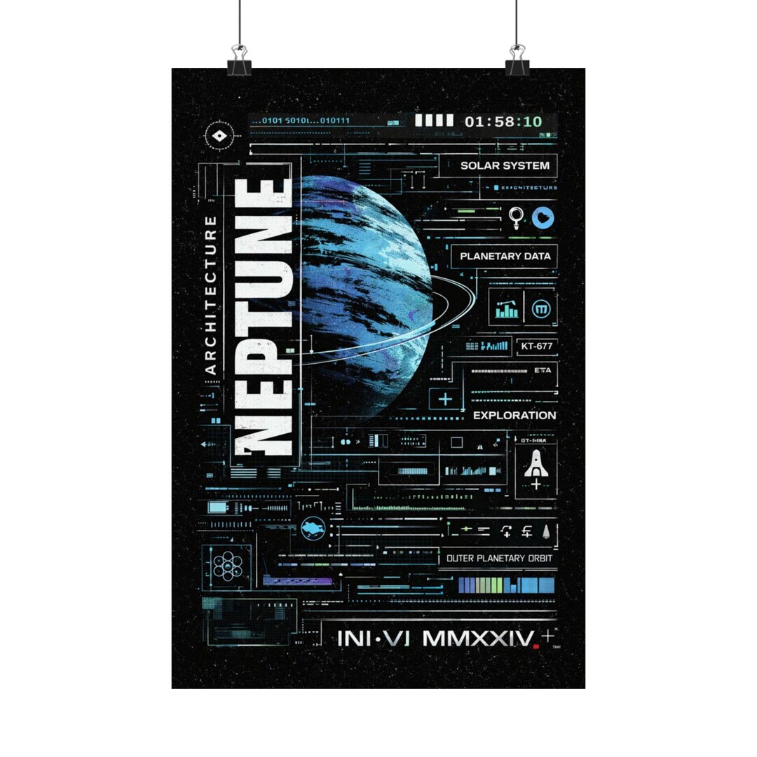 Neptune Planetary Data Poster | Matte Vertical Poster - Etsy