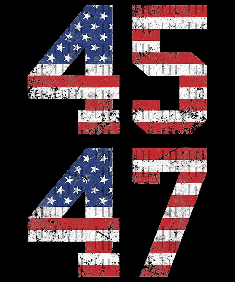 Trump 2025 Patriotic Numbers Clipart: American Flag PNG (digital ...