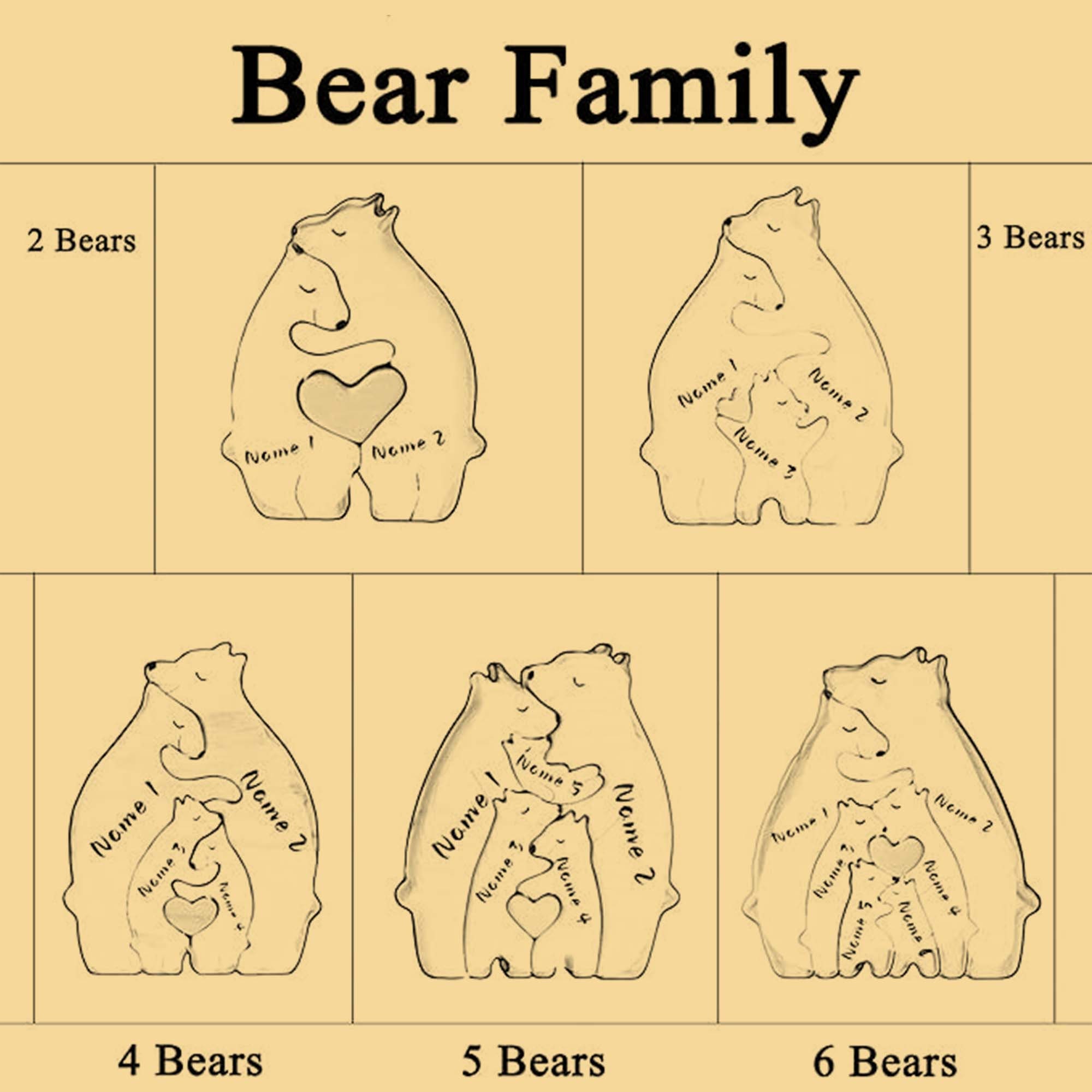 DIY Home Art Puzzle, Gift for Family, Wooden Bear Family Puzzle, Animal ...