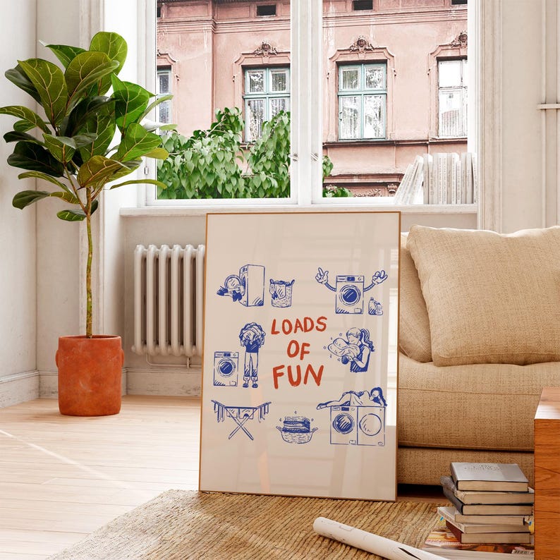 Loads of Fun Print Funny Laundry Sign Laundry Room Decor Laundromat ...
