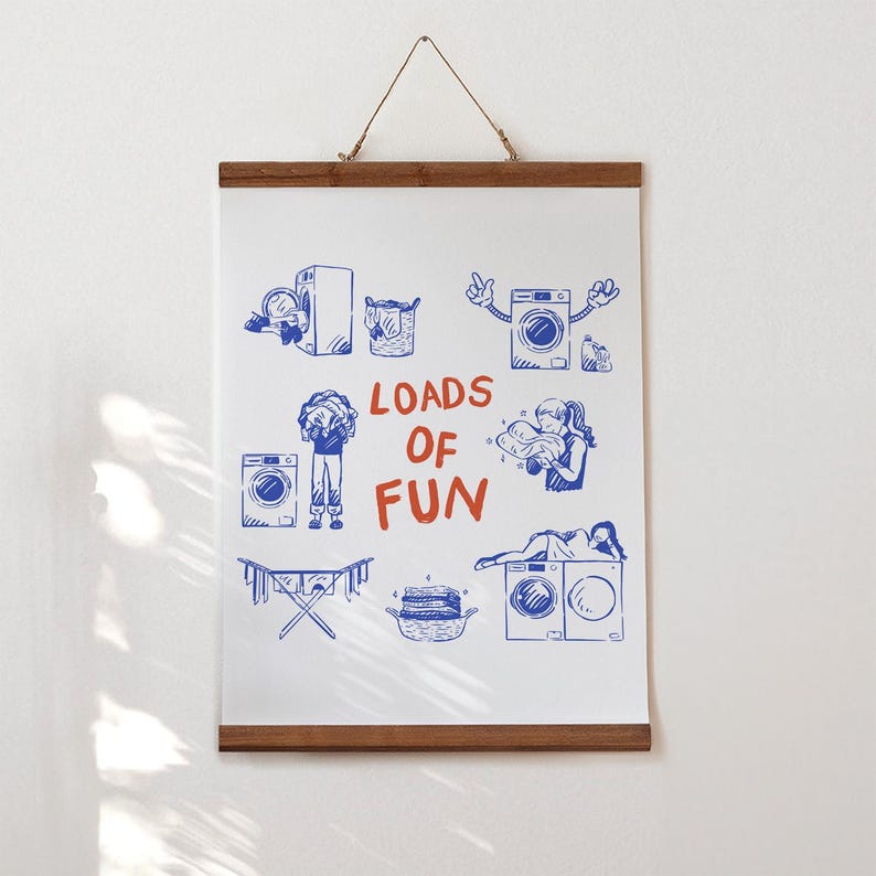 Loads of Fun Print Funny Laundry Sign Laundry Room Decor Laundromat ...