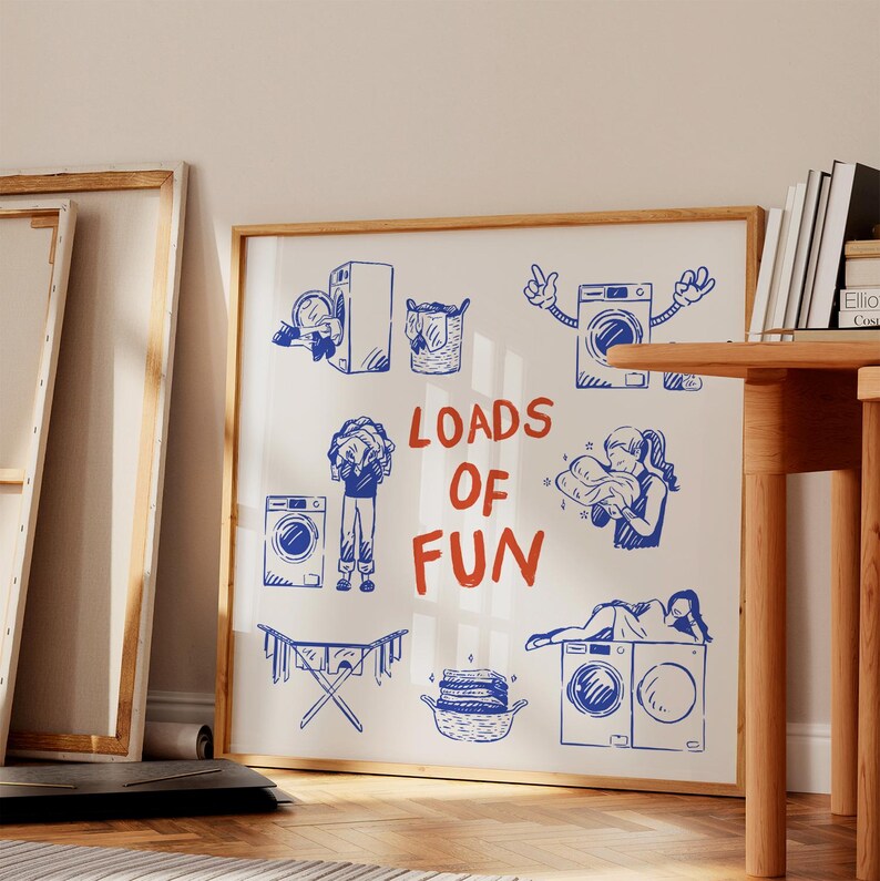 Loads of Fun Print Funny Laundry Sign Laundry Room Decor Laundromat ...