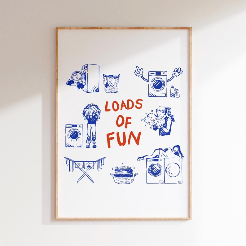 Loads of Fun Print Funny Laundry Sign Laundry Room Decor Laundromat ...