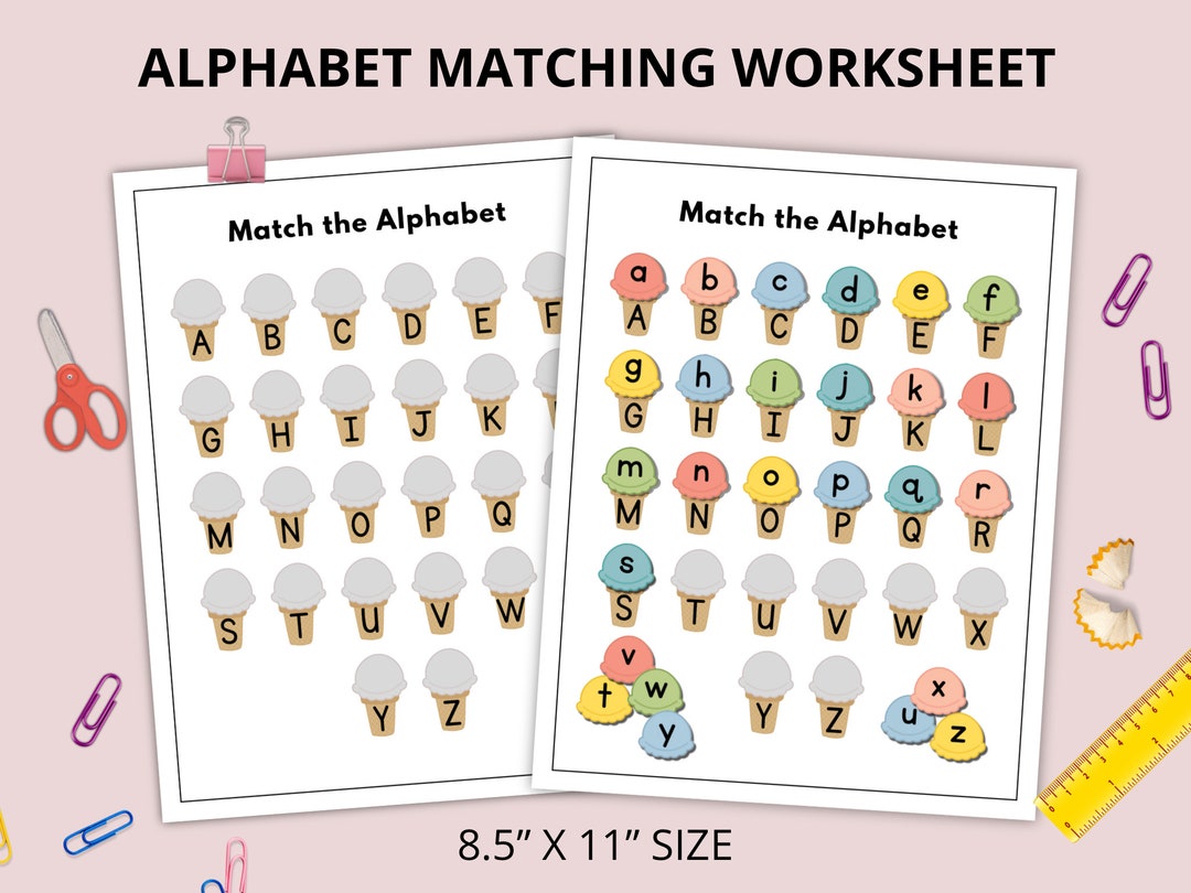 Alphabet Matching Worksheet for Preschool, Printable Worksheet ...