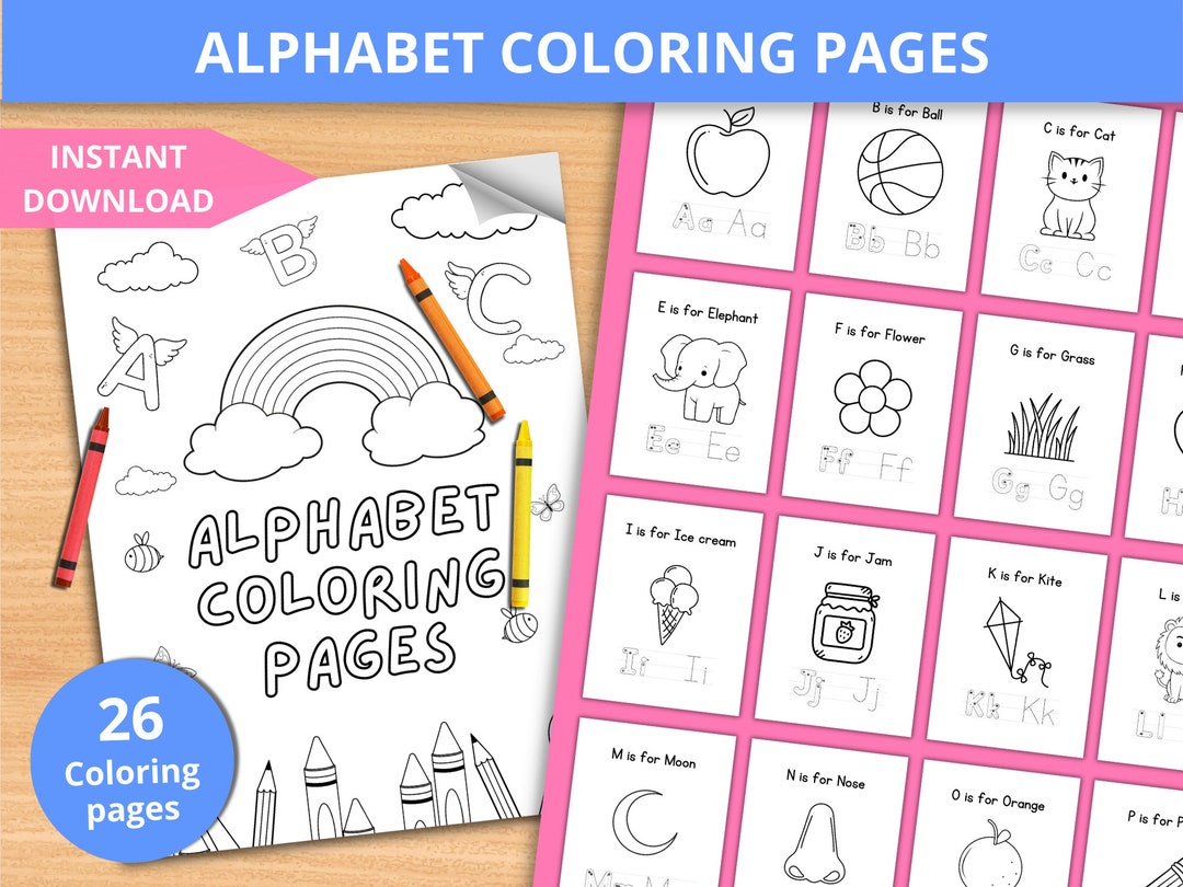 Alphabet Coloring Pages, Busy Book, Printable Worksheet, Abc Book, Baby ...