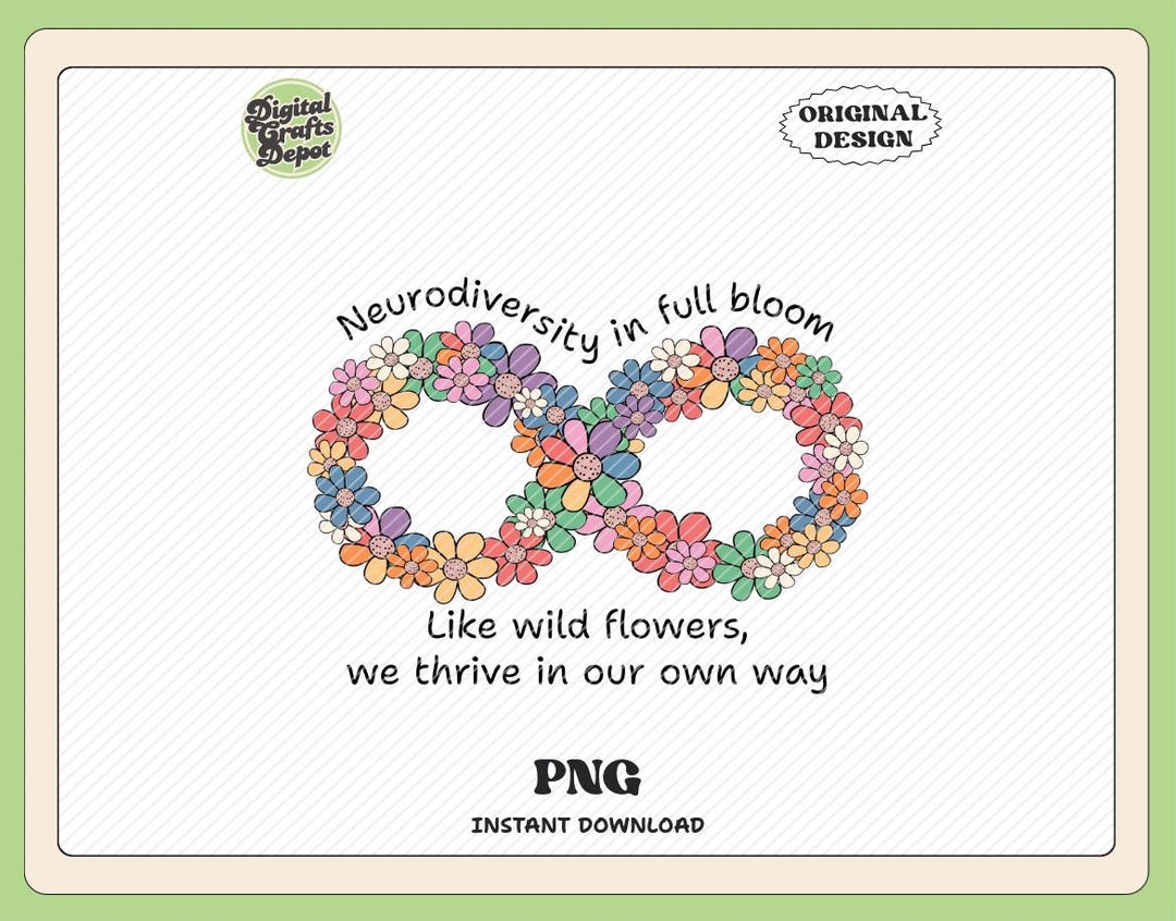 Neurodiversity Floral Infinity Loop PNG for Sublimation, Autism ...