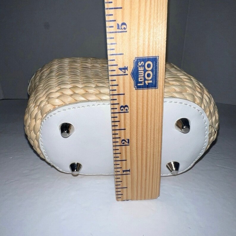 Straw Wicker Mini Purse White Faux Leather Trim Structured Bags - Etsy