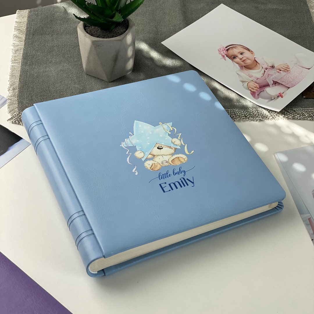 Leather Baby Boy Personalized Photo Album, First Birthday Photo Book ...