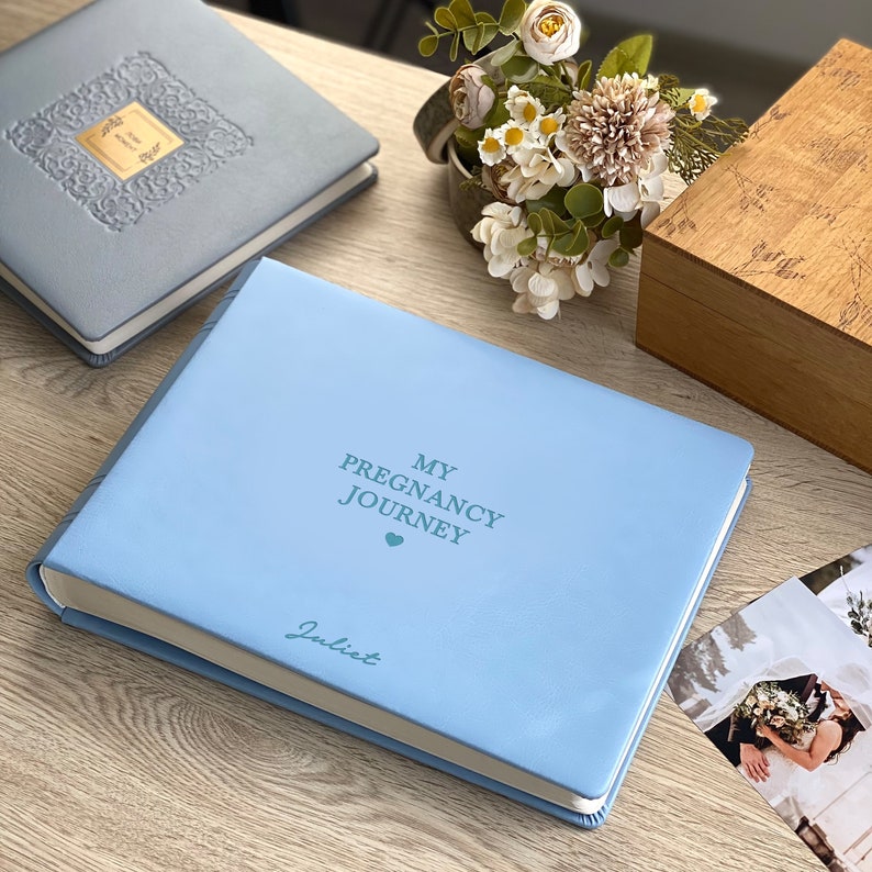 Personalized Leather Journal & Baby Photo Album, Pregnancy Planner and ...