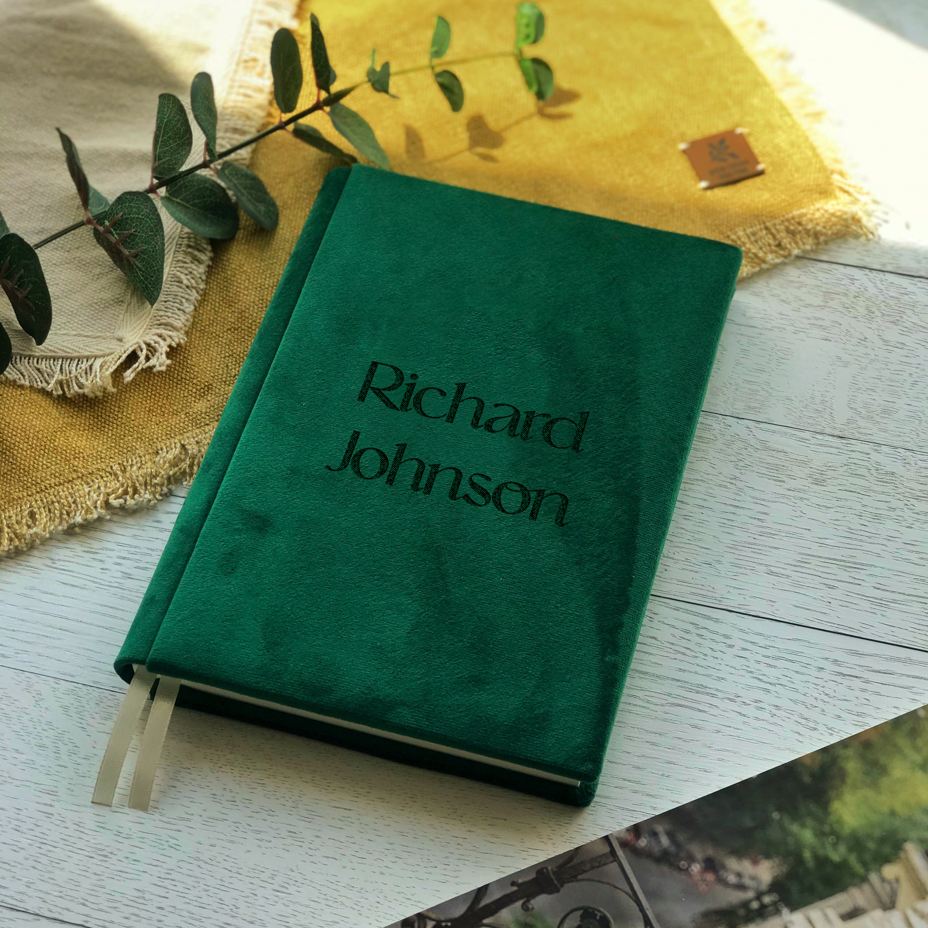 Personalized Navy Blue Velvet Notebook: Handmade Embossed Journal - Etsy