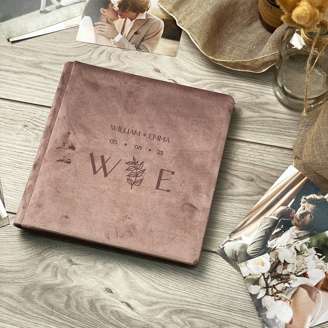 Engraved Velvet Wedding Guest Book: Personalized Photo Album - Etsy