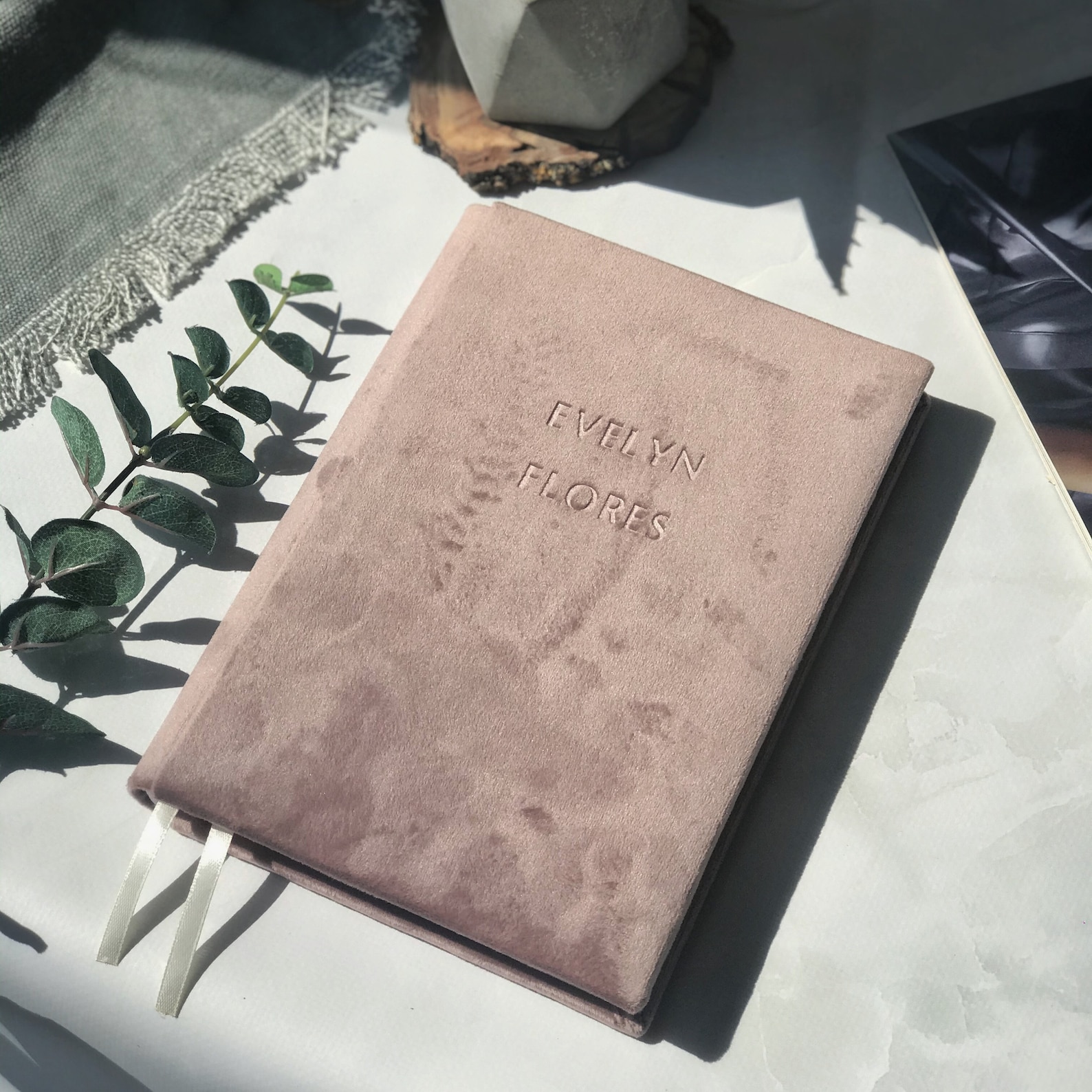 Personalized Velor Notebook, Velvet Journal, Hard Cover Diary, Custom ...