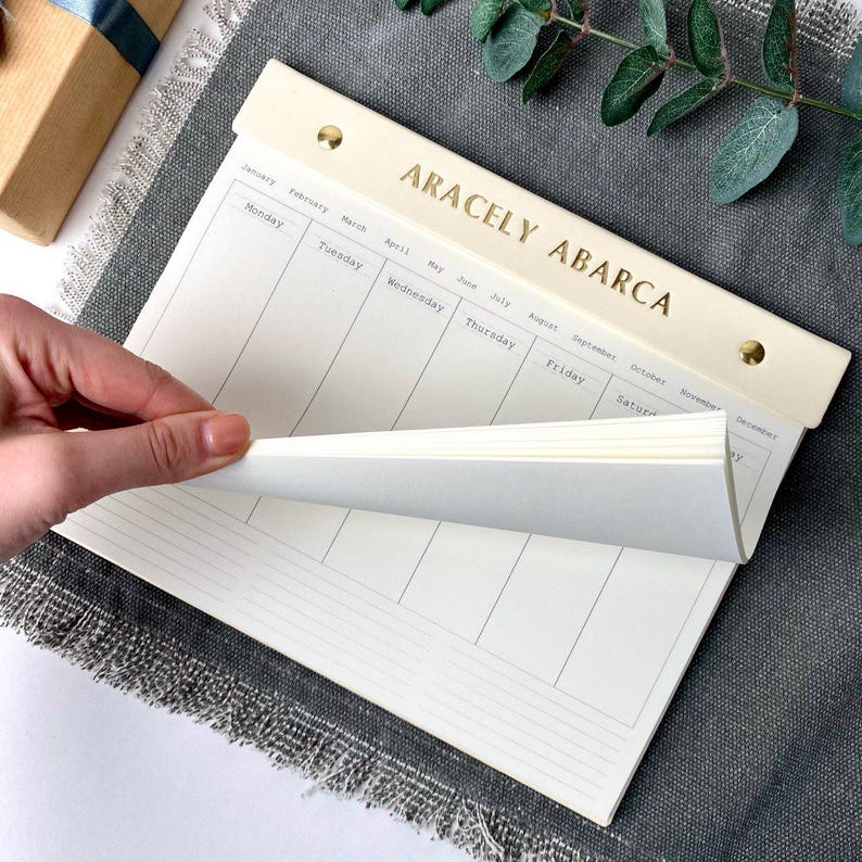 Personalized Eco-leather Desk Planner: Custom Embossed Weekly Organizer ...