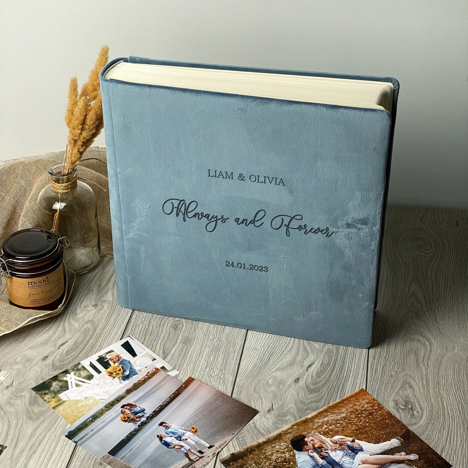 Memorial Photo Album, Funeral Guest Book, Engraved Family Memory Book ...