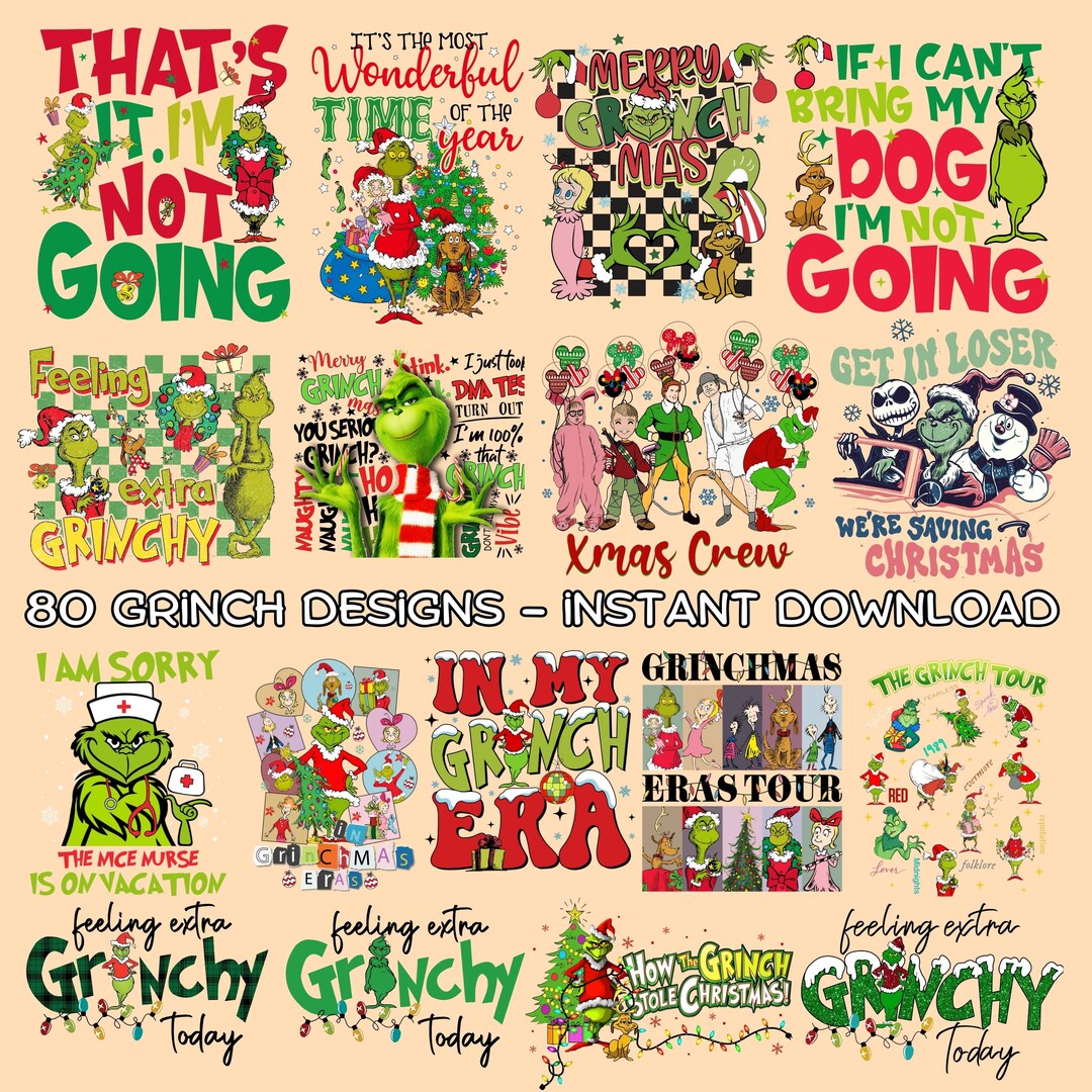 80 Grinch File Designs in My Grinchmas Era PNG Merry Christmas Clipart ...