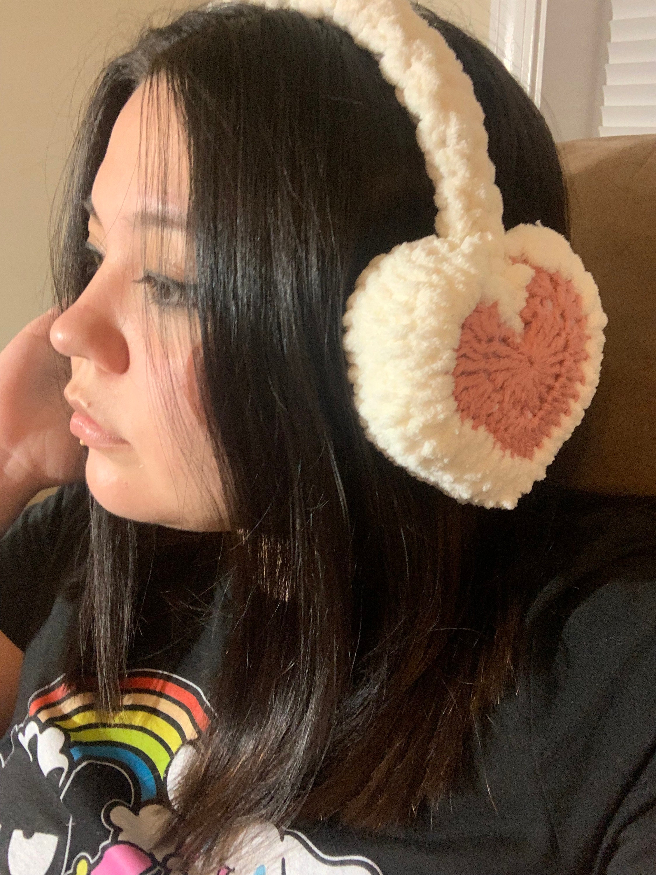 Soft Handmade Crochet Heart Earmuffs Winter Ear Muffs Fall Accessory - Etsy