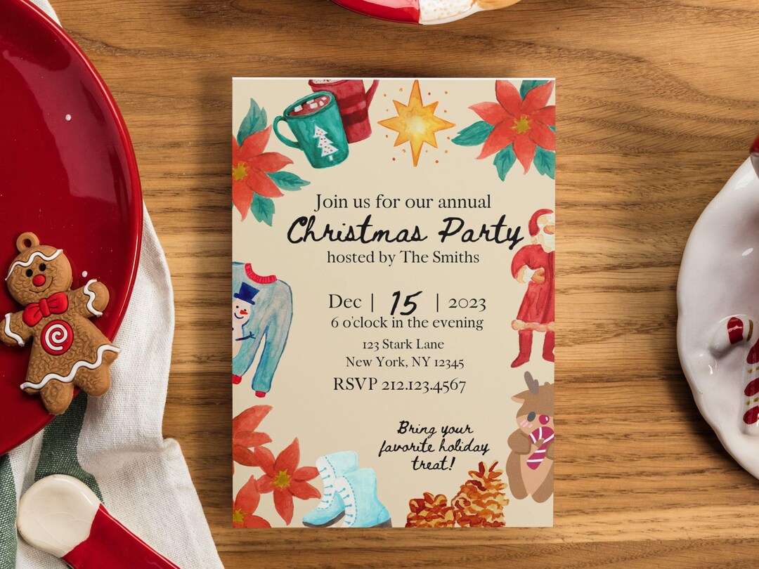 Editable Christmas Invite Template for Holiday Party Fun Digital ...