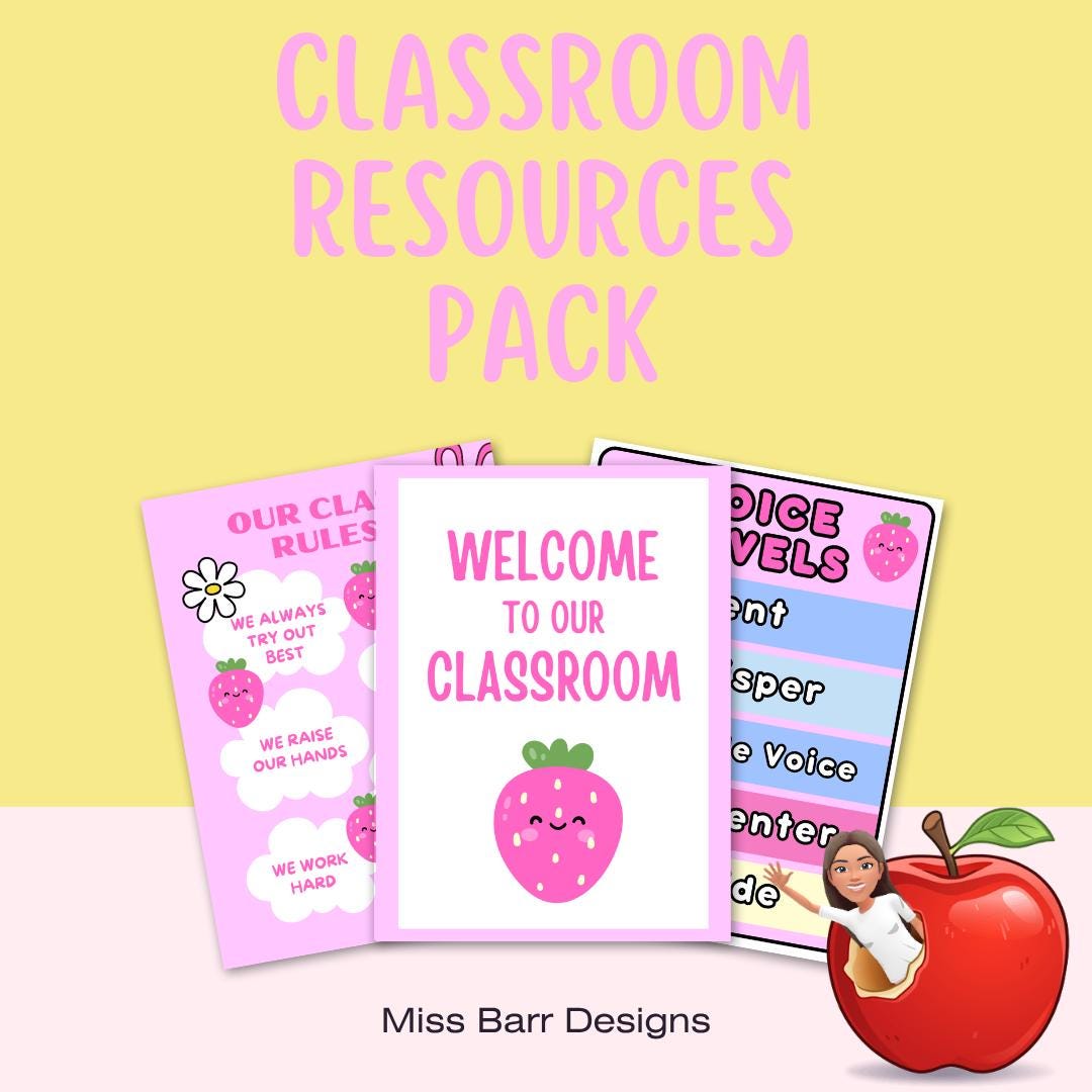 Strawberry Classroom Decor | A4 & A3 Pink Themed Pack | Welcome Banner ...