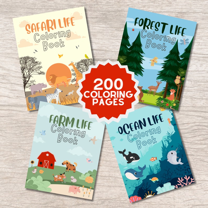 Ultimate Educational Nature Coloring Set Farm, Ocean, Forest, Safari ...