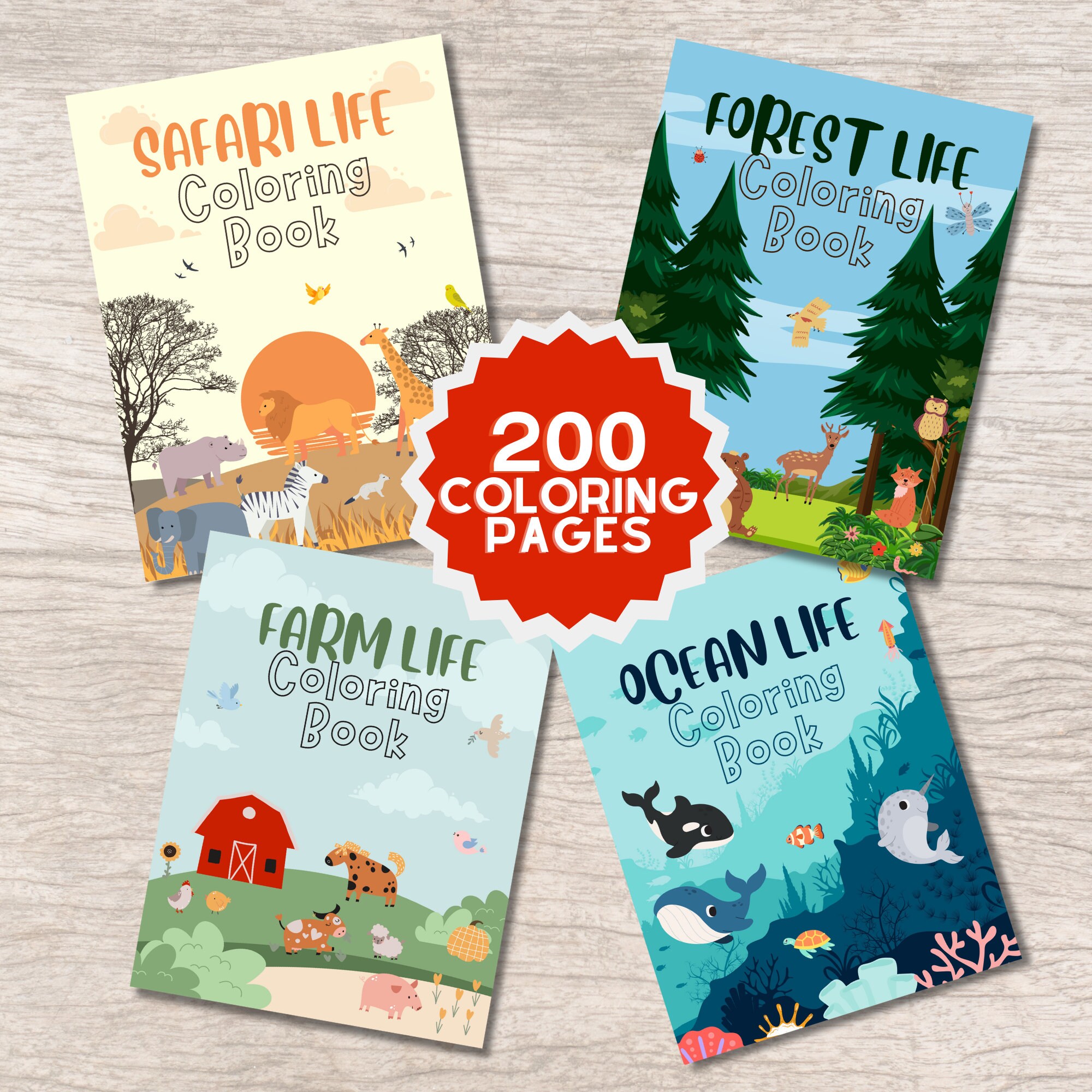 Ultimate Educational Nature Coloring Set Farm, Ocean, Forest, Safari ...