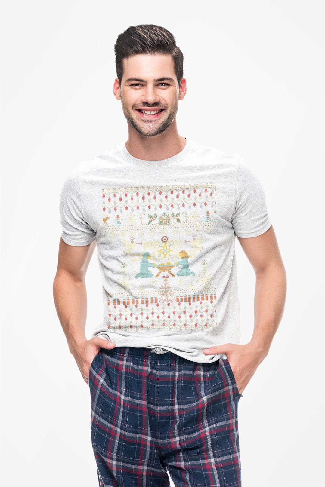 Christmas Nativity Scene T-shirt, Holiday Cotton Tee - Etsy