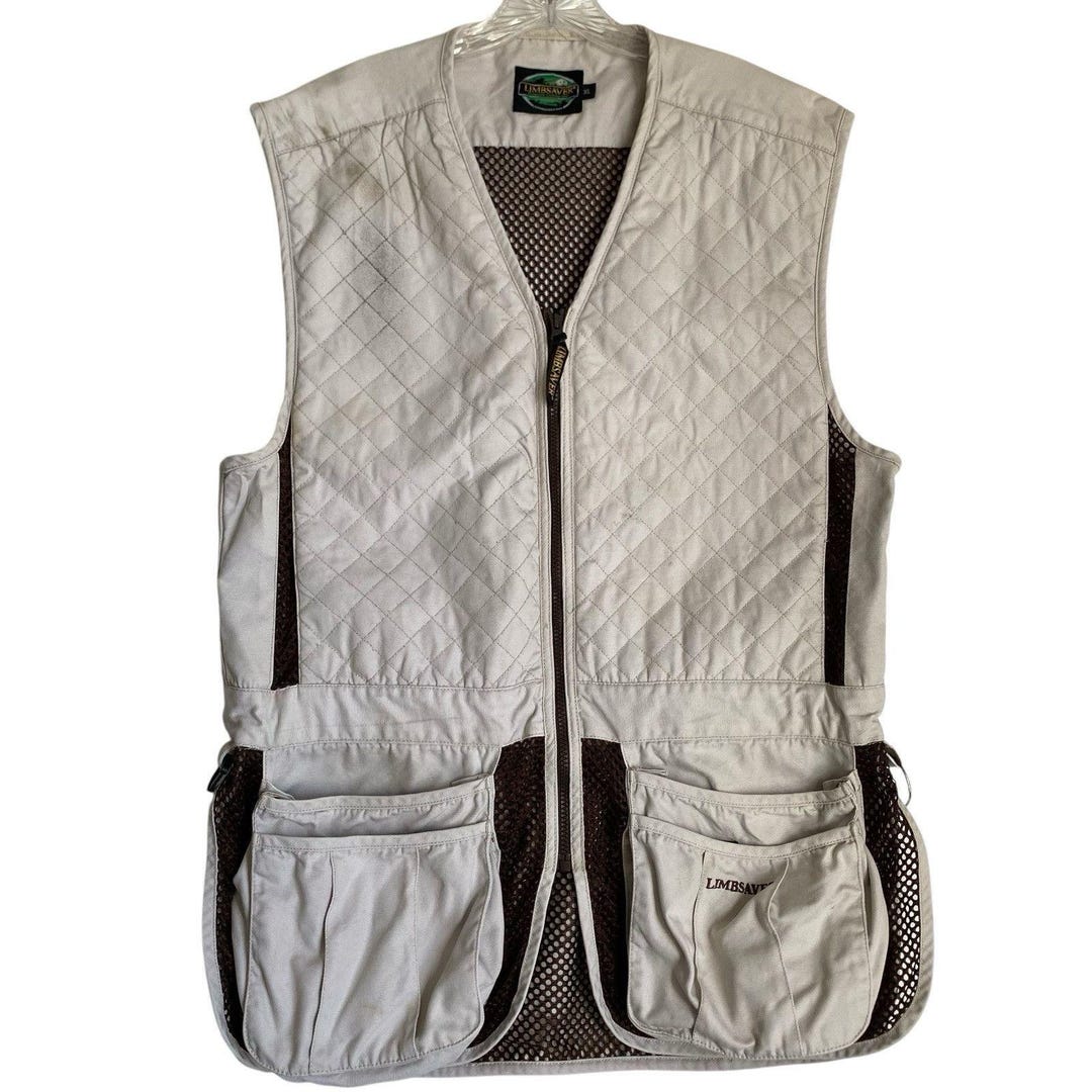Limbsaver Hunting Vest Men XL Gray Canvas Quilted 4 Pockets Mesh Back ...